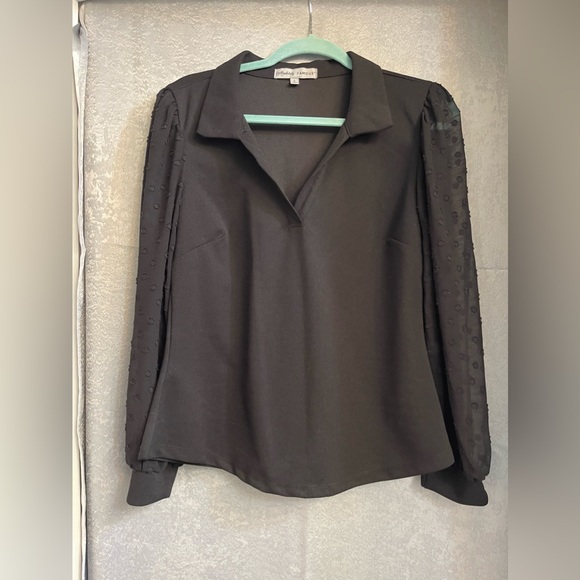 Absolutely Famous | Tops | Womens Formal Black Top With Mesh Sleeves ...
